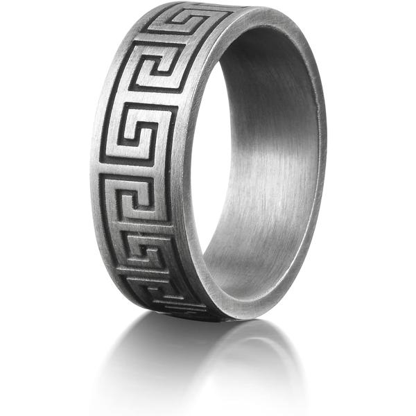 商品名BySilverStone Jewelry 古代ギリシャの蛇行プロミスリング メンズ ギリシャの男性用結婚指輪リング いぶしスターリングシルバー製 お父さんのための神話リング スタッキングリング スターリングシルバー 宝石なし, 宝石...