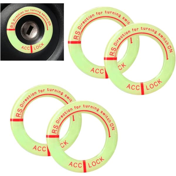 商品名4PCS Ignition Switch Luminous Decoration Ring, Nightglow Start Stop Switch Key Hole Ring Circle Cover Trim, Universal...
