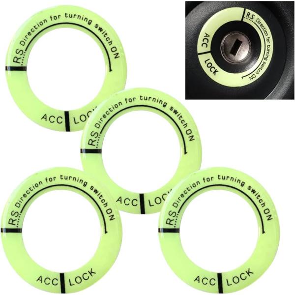 商品名4PCS Ignition Switch Luminous Decoration Ring, Nightglow Start Stop Switch Key Hole Ring Circle Cover Trim, Universal...