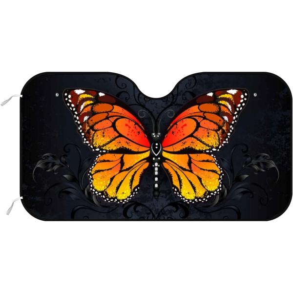 商品名Black Gothic Monarch Butterfly Car Front Windshields Sun Shades Block UV Rays Sun Heat Protector Foldable Keep Your V...