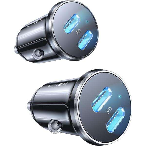 商品名USB C 車用充電器 30W 2個パックLISEN 2-Pack USB C Car Charger, Dual 30W+30W iPhone 15 Car Charger USB C Fast Charging All Metal...
