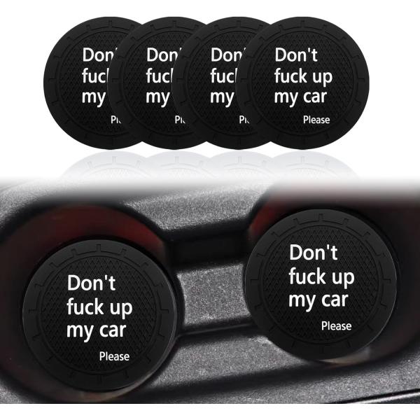 商品名4PCS Car Cup Holder Coaster, Don't Fuck up My Car Please, Non-Slip Cup Holder Embedded Decorative Funny Coaster Suita...