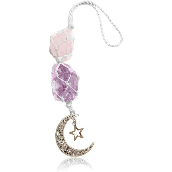 商品名Moioee 車用吊り下げチャームペンダント ダングリングムーン カーチャーム ダングリングムーンスター バックミラー装飾 ハンドメイドオーナメント 天然エネルギークリスタル 車用 (スタイルB)Moioee Car Hanging ...