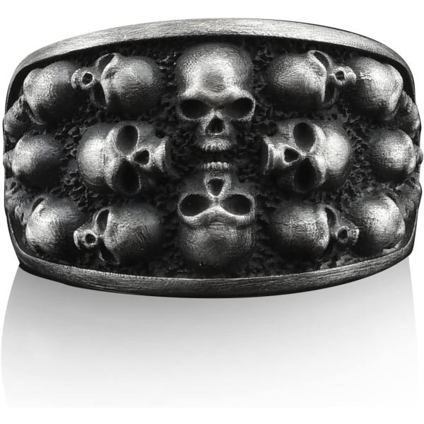 商品名BySilverStone Jewelry スカルハンドメイド スターリングシルバー メンズ バイカーリング スカルヘッド シルバーゴシックリング スカルパンクリング スカルシルバーメンズジュエリー リング メンズ スターリングシルバ...