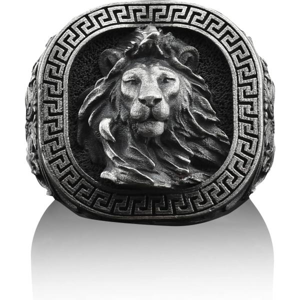 商品名BySilverStone Jewelry   たてがみライオン手作りスターリングシルバーメンズシグネットリング ライオンアニマルシグネットリング レオ星座リング レオ占星術シグネットリング ライオンジュエリー, スターリングシルバー...