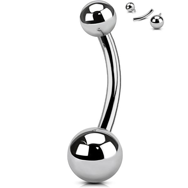 商品名: OUFER チタンベリーボタンリング 内部ねじ付きベリーリング 女性用ボールへそリング ロングベリーピアスジュエリー カーブバーベル, 14G 16MM, 金属, キュービックジルコニア OUFER Titanium Belly ...