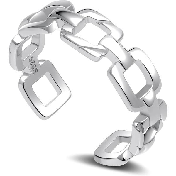 商品名ITS4YEO 925スターリングシルバー チェーンリンクリング パーソナライズリング 調節可能なオープンジルコンリング レディース ガールズ, シルバー, ジルコンITS4YEO Solid 925 Sterling Silver ...