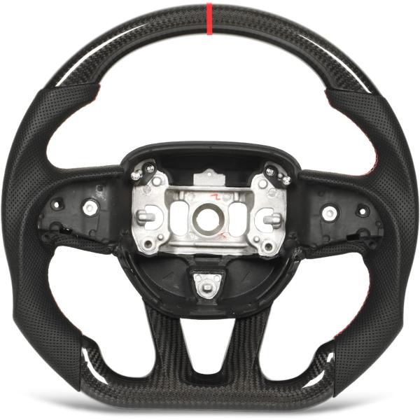 商品名車用ステアリングホイール カーボンファイバーレーシングステアリングホイール LEDシフトライトディスプレイ Dodge HELLCAT 2015年~2022年 ジープグランドチェロキー用Car Steering Wheel, Carb...