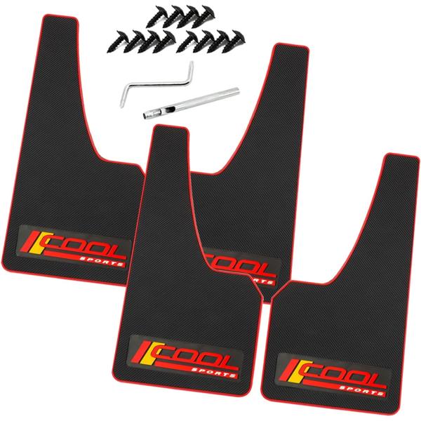 商品名QUYDDC 標準サイズ ユニバーサルソフト接着剤 高耐久 スプラッシュガード 泥よけフェンダー - 汚れ/スラッシュ保護 フロント/リアタイヤ4本 SUVMPV対応 (フルサイズSUVには適合しません) ブラック + ロゴクールQU...