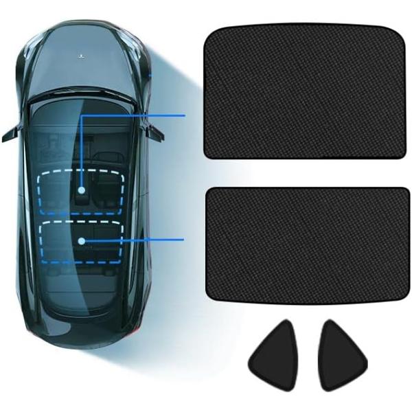 商品名2023 Tesla モデル3 サンシェード ルーフ アイスクロス 2イン1 Tesla モデル3 サンシェード スカイライト 屋根用 サンシェード UV/断熱反射サンシェード モデルY 2020-2023用 (2枚セット) ブラック...