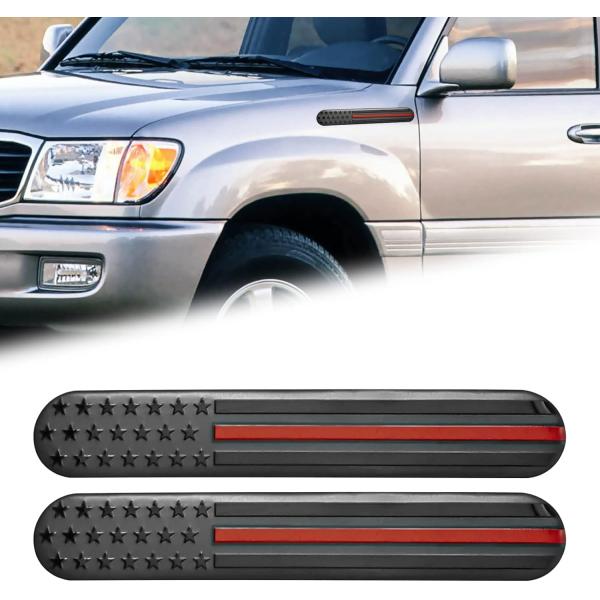 商品名カーバッジエンブレムステッカー ユニバーサルカースタイリングデカール USA ブラックメタル 愛国者バッジ 自動車 SUV トラック オートバイ バンパー ウィンドウ フェンダーアクセサリー 3Dメタル粘着スポーツバッジ レッド 2パ...