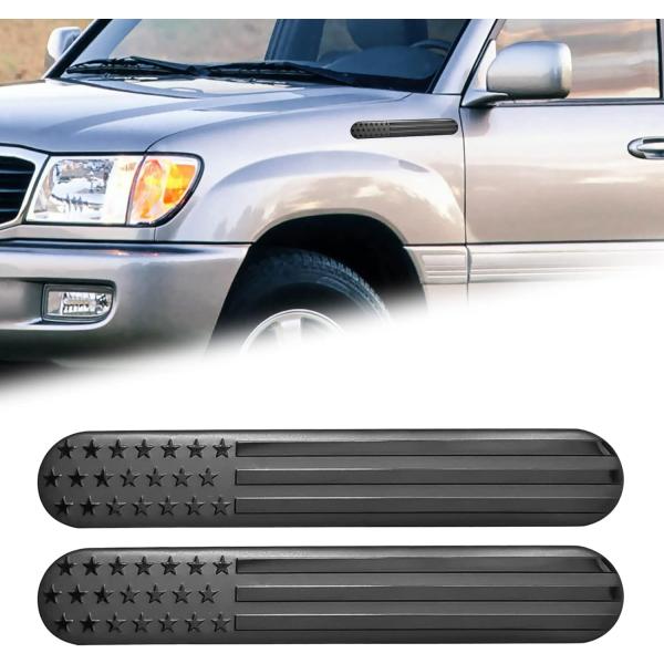 商品名カーバッジエンブレムステッカー ユニバーサルカースタイリングデカール USA ブラックメタル 愛国者バッジ 自動車 SUV トラック オートバイ バンパー ウィンドウ フェンダーアクセサリー 3Dメタル粘着スポーツバッジ ブラック 2...