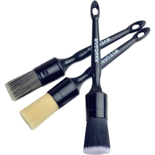 商品名MVEQRRN カーディテーリングブラシ3本セット - 猪毛カーディテーリングブラシ1本、ウルトラソフト 傷のないディテールブラシ エアベント用 レザーシート ディテールブラシ 1個 車内外装用MVEQRRN 3pcs Car Det...