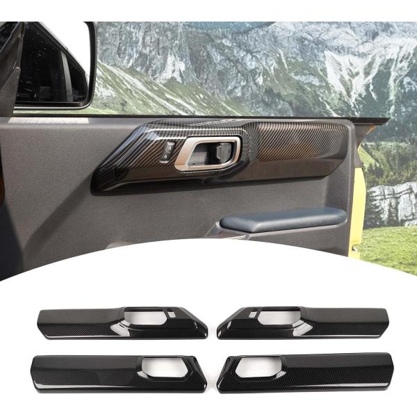 商品名PDKLIN インドア ハンドル トリムパネル フォード ブロンコ 2021 2022 2023用 ドアプル デコレーション カバー ABS インテリアアクセサリー 4個、カーボンファイバーグレインPDKLIN Inner Door ...