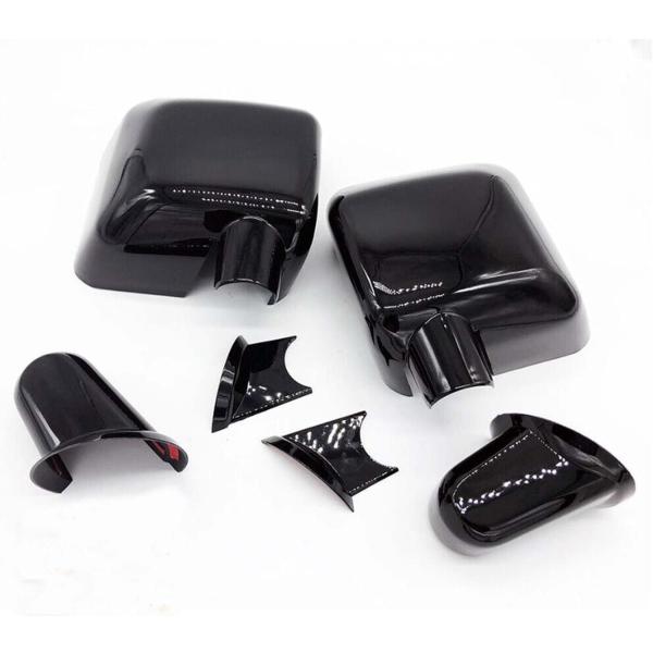 商品名eLoveQ Overlays Gloss Black Full Side Door Mirror Covers Compatible with 2006-2018 Jeep Wrangler (JK Gen)ブランド：eLoveQ商...