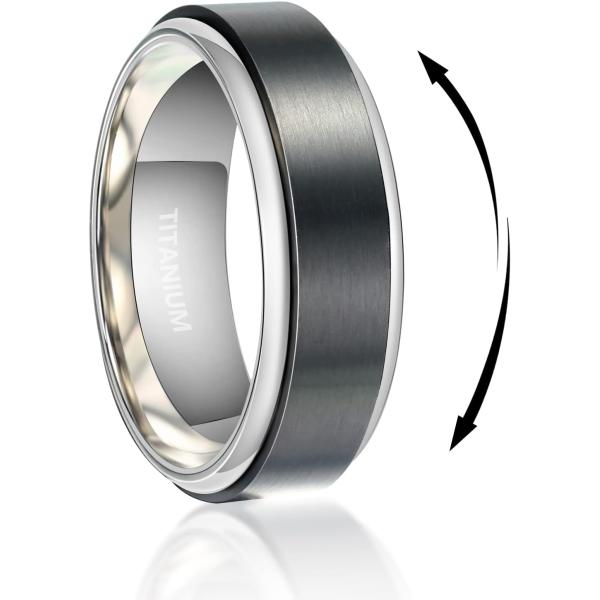 商品名TGNEL 8mm Fidget Mens Ring Brushed Titanium Wedding Spinner Rings for Men Half Sizes, Stainless Steel Bevel Step Edge...