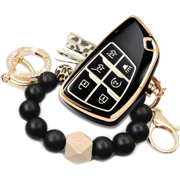 商品名RFSRZ キーフォブカバー スマートキーホルダー 2021 2022 GMC Yukon Chevy Chevrolet Suburban Tahoe GM Buick キーフォブアクセサリー (6-ブラック)RFSRZ Key F...