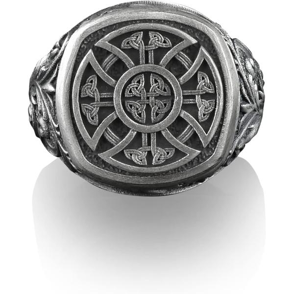 商品名BySilverStone Jewelry - Celtic Knot Cross Sterling Silver Mens Signet Ring, Scandinavian Norse Mythology, Pinky Rings...