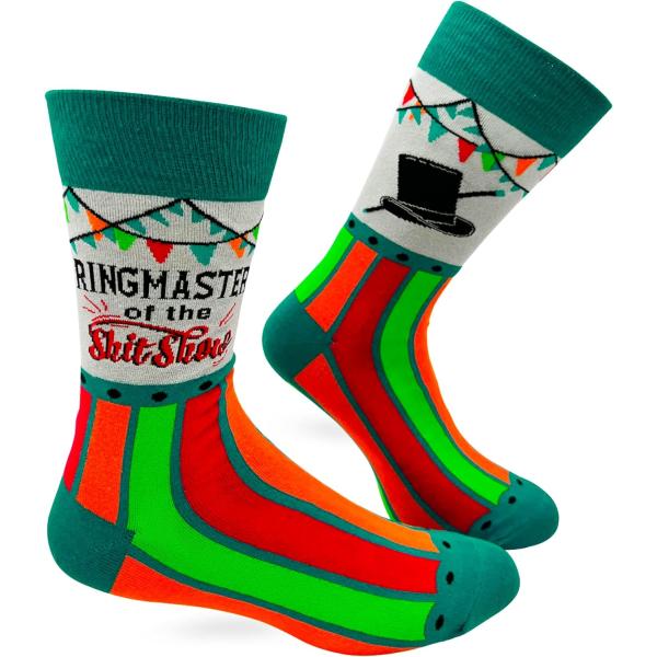 商品名Fabdaz - Ringmaster Of The Sh-t Show Funny Phrase - Men's Novelty Crew Socks - 1 Pair - 1 Size Fits Mostブランド：Fabdaz商品...