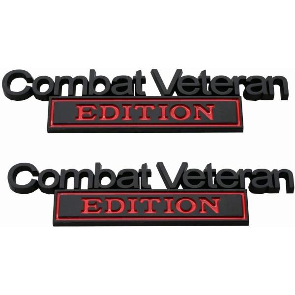 商品名Pair Set Combat Veteran Edition Emblem 3D Metal Raised Fender Badge Decals Veteran Stickers Letters Replacement for U...