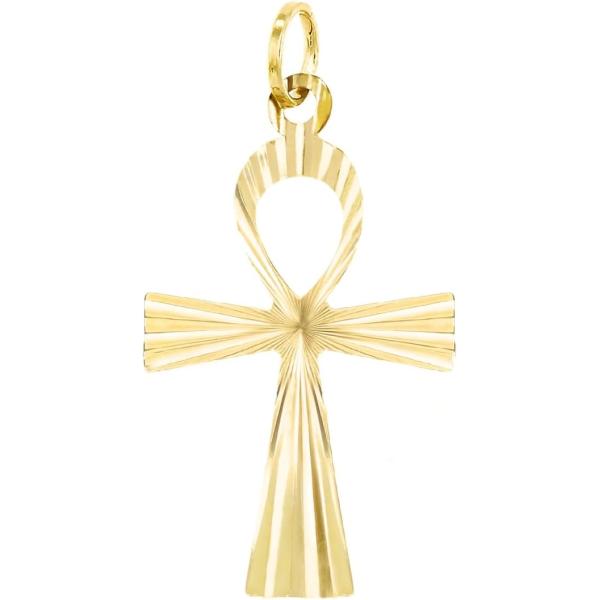 商品名14K Yellow Gold Ankh Pendant Cross - Key of Life - No Necklace | Mens Womens 14k Charms for Necklaces and Chains (up ...