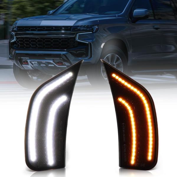 商品名Switchback Amber White LED Side Marker Lights Replacement for 2021 2022 2023 Chevy Tahoe Suburban GMC Yukon XL Denali...