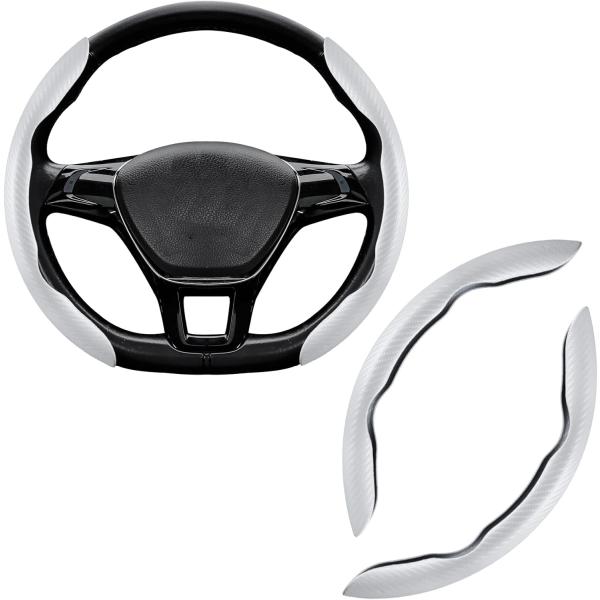 商品名UREHEPO 車用 カーボンファイバー ハンドルカバー 滑り止め 通気性 マイクロファイバーレザー ステアリングホイールラップカバー アクセサリー ユニバーサル ホワイトUREHEPO Car Carbon Fiber Steeri...