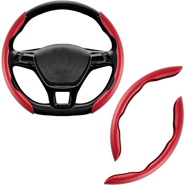 商品名UREHEPO 自動車用カーボンファイバーハンドルカバー 滑り止め 通気性 マイクロファイバーレザー ハンドルラップカバー アクセサリー ユニバーサル レッドUREHEPO Car Carbon Fiber Steering Whee...
