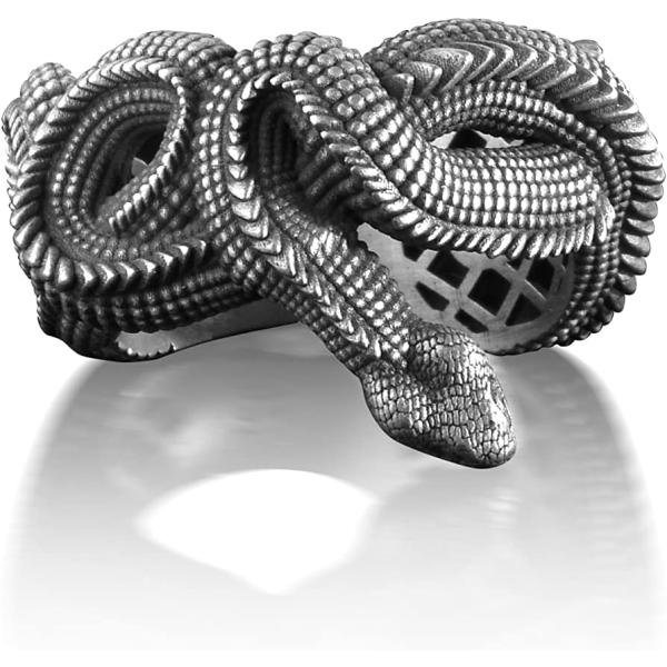 商品名BySilverStone Jewelry   ツイストスネークリング ウロボロスネーク スターリングシルバー メンズリング スネークリング 彼のためのユニークなサーペントジュエリー 男性のためのボーホーギフト スターリングシルバー ...