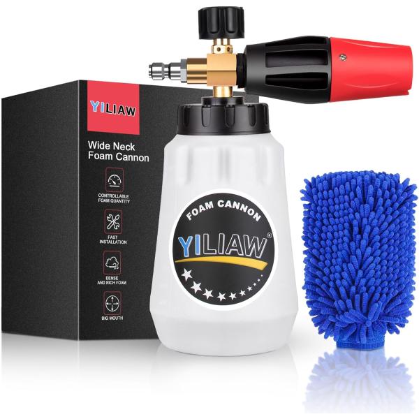 商品名Yiliaw Snow Foam Cannon for Pressure Washer Big Mouth Soap Foam Cannons with 1/4 Inch Quick Connector Adjustable Nozz...