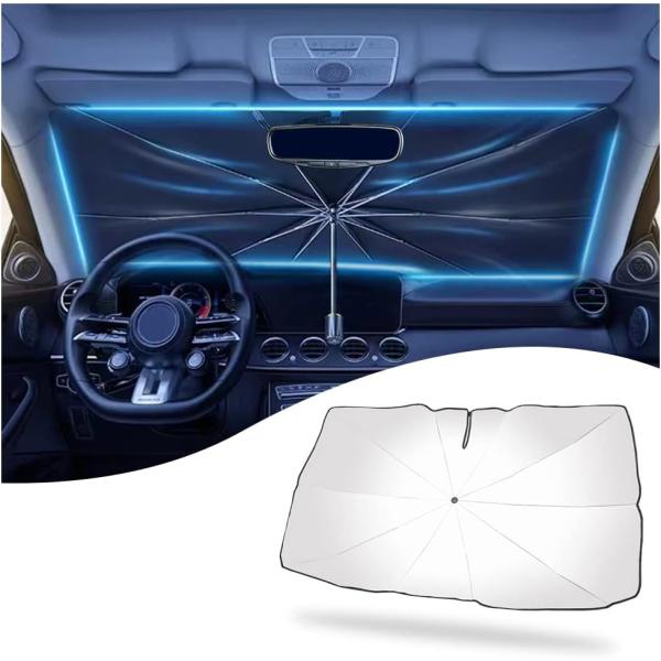 商品名2023年最新 車用傘 サンシェード カバー ナノ 5層ブロック UVリフレクター + ハンディフロントガラスサンシェード ほとんどの車 SUV トラック用 最速冷却 日焼け防止 車用サンシェード2023 Newest Car Umb...