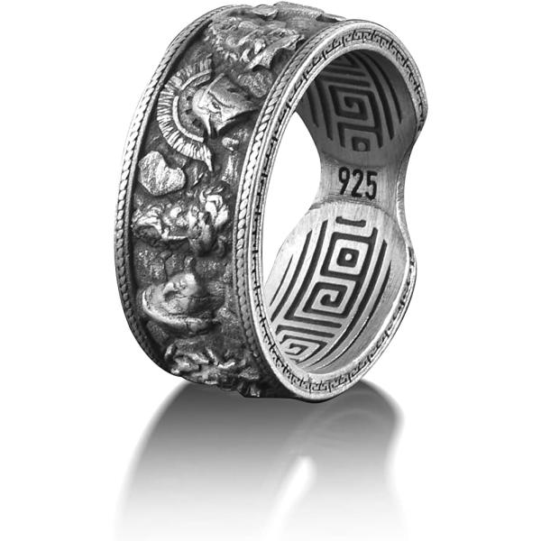 商品名BySilverStone Jewelry - Greek Mythology Band Ring for Men, Antique Greek Olympus Gods Men Ring in Sterling Silver Rin...