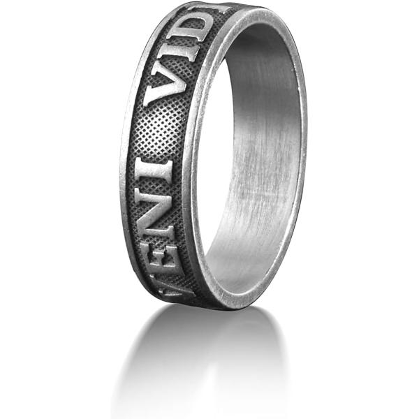 商品名BySilverStone Jewelry - Veni Vidi vici Sterling Silver Band Ring for Men, Handmade Caesar Ring, Latin Phrase Ring, Qu...
