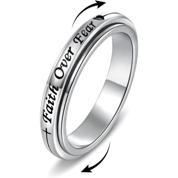 商品名JZCOLOR 925スターリングシルバー スピナー フィジェット リング 女性用 音符 バイキング ルーン 心拍 不安 ストレス解消 回転可能 リング 信仰 希望 愛 スピナーリング ジュエリー ギフト ティーン ガールズ, スター...