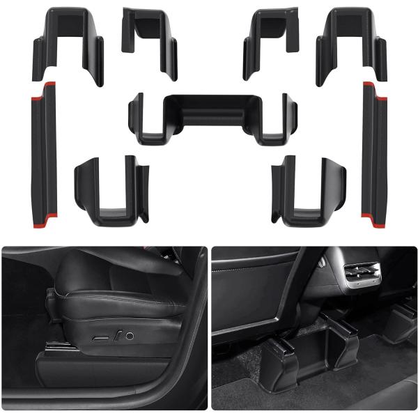 商品名oEdRo Underseat Protector Fit for Tesla Model Y 2017-2024, ABS Front Rear Row Kick Cover Under Seat Slide Fleece Prot...