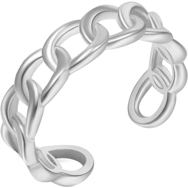 商品名Chain Link Rings, Gold Plated Trendy Cuban Link Ring, Minimalist Figaro Link Ring, Personality Anchor Link Ring, Open...