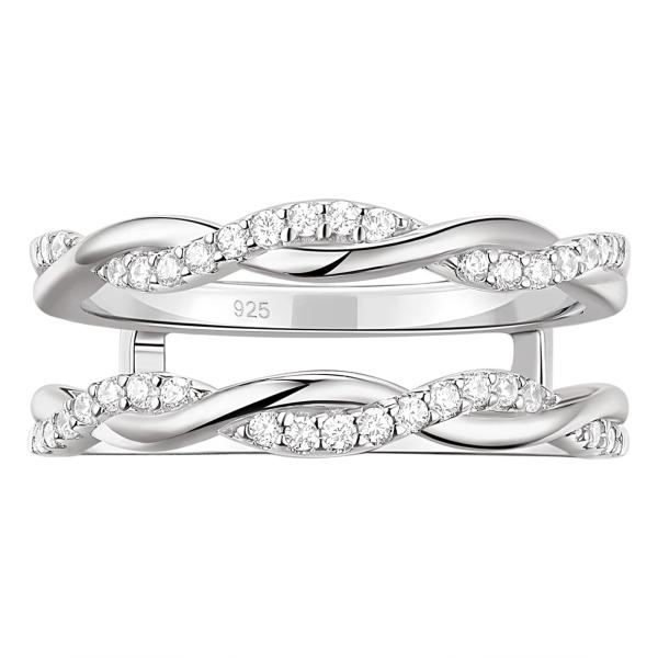 商品名: Blongme インフィニティ ツイストエンハンサー ガードリング 結婚指輪 レディース ハーフエタニティ 重ね付け可能 925スターリングシルバー キュービックジルコニア サイズ5~10, 石, キュービックジルコニア Blon...