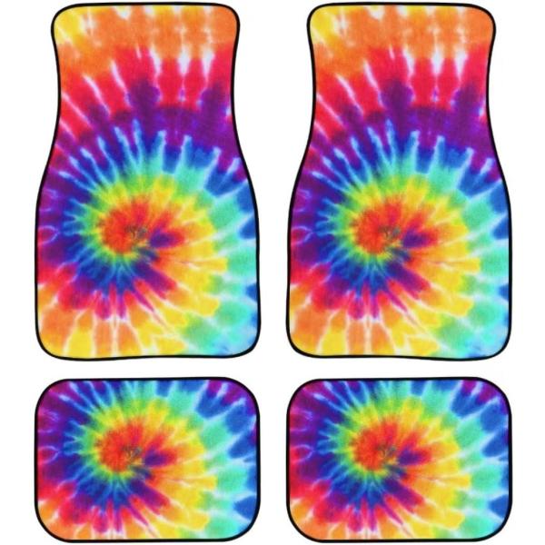 商品名Allhaitong Car Floor Mat Protector Tie Dye Print Automotive Floor Mats Universal Fit All Weather Protection Heavy Dut...