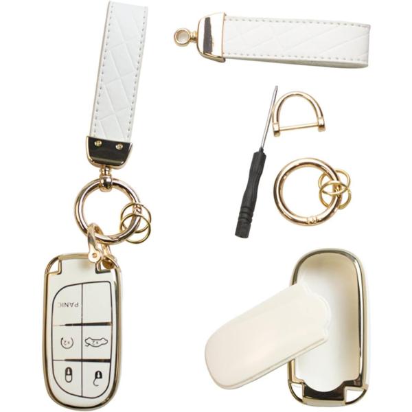 商品名TPU キーフォブカバー キーカバー キーフォブケース キーフォブ キーチェーン ジープ グランドチェロキー ラングラー コンパス チェロキー レネゲード パトリオット グランドコマンダー対応 (ホワイト)Wenwubin TPU K...