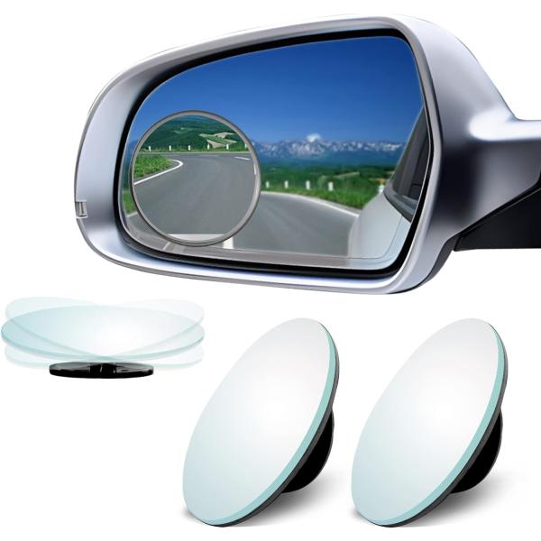 商品名2Pcs ofBlind Spot Mirror, Round HD Glass Frameless Convex Rear View Mirrors Exterior Accessories with wide angle Adju...