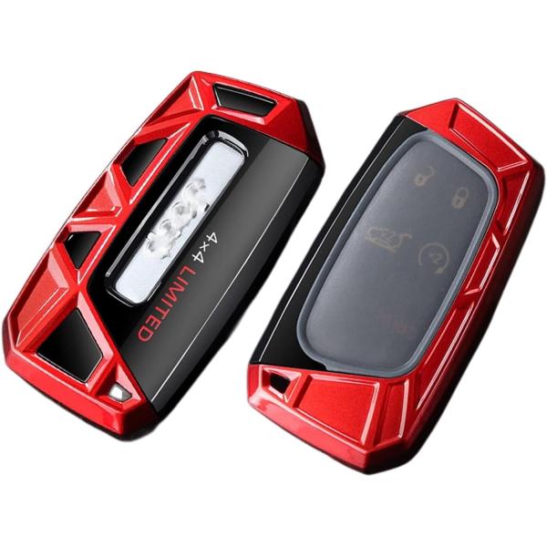 商品名キーフォブカバー、キーカバー、キーフォブケース、キーフォブ、キーシェル ジープ グランドチェロキー ラングラー コンパス チェロキー レネゲード パトリオット グランドコマンダー用 (メタルレッド)Key Fob Cover, Key...