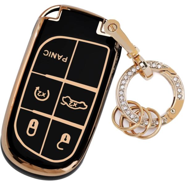 商品名Dodge Challenger キーフォブカバー - 3 4 5ボタン ソフト TPU キーフォブプロテクター Durango Charger Jeep Grand Cherokee Renegade Compass Comande...