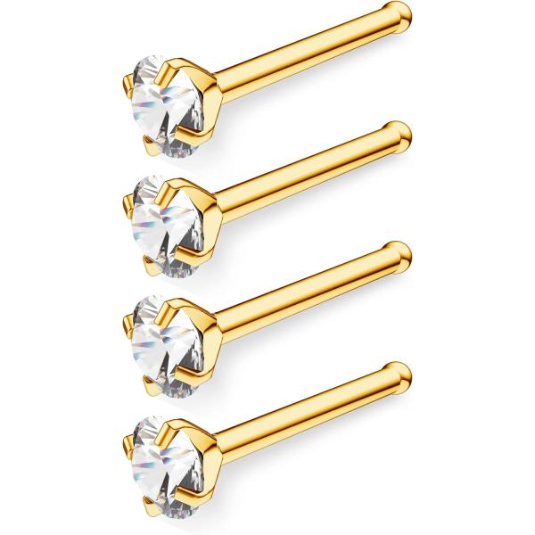 商品名Belatti サージカルスチール ノーズリング 男女兼用 キュービックジルコニア ダイヤモンドセット 低刺激性 バーノーズピアス ジュエリー (ゲージ - 数量 - カラー - 宝石サイズをお選びください), 金属, クリスタルBe...