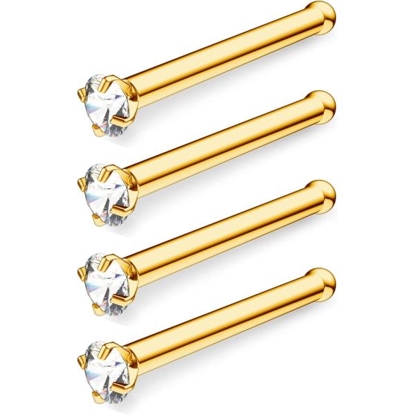 商品名Belatti サージカルスチール ノーズリング 男女兼用 キュービックジルコニア ダイヤモンドセット 低刺激性 バーノーズピアス ジュエリー (ゲージ - 数量 - カラー - 宝石サイズをお選びください), 金属, クリスタルBe...