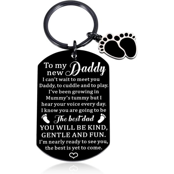 商品名父親ギフト キーホルダー 男性 父親になる 初めてのお父さんへのギフト 妊娠 赤ちゃん アナウンスギフト 彼 夫 すぐになれる お父さんへのギフト 奥様からの新しいパパギフト 新米ママの誕生日 クリスマス 父の日ギフト, ブラック, ...