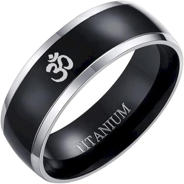 商品名8Mm Aum Om Black Ring for Men Titanium Casual Simple Male Religious Faith Jewelryブランド：Generic商品サイズ：6商品番号：色：Black素材：Me...