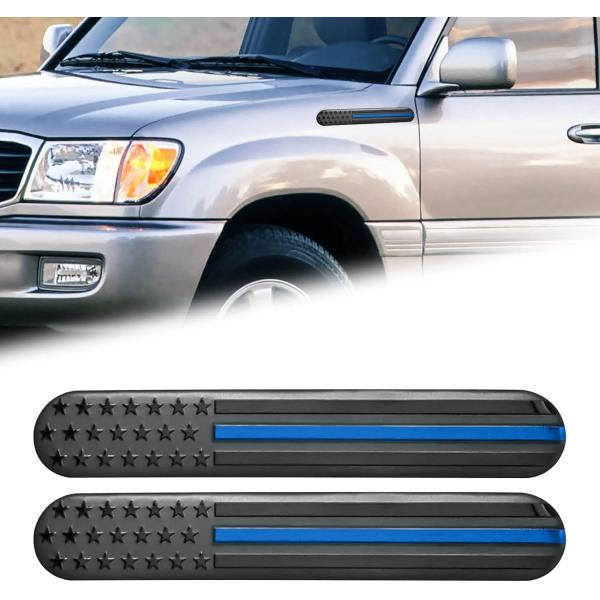 商品名車用バッジエンブレムステッカー ユニバーサルカースタイリングデカール USA ブラックメタル 愛国者バッジ 自動車 SUV トラック オートバイ バンパー ウィンドウ フェンダーアクセサリー 3Dメタル粘着スポーツバッジ ブルー 2パ...