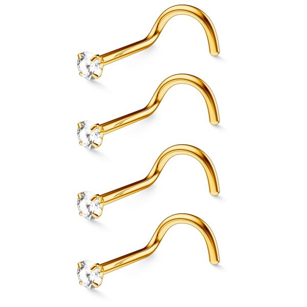 商品名: Belatti 鼻リング 男女兼用 低刺激性 鼻ピアス ジュエリー (ゲージ - 数量 - 色 - 宝石サイズをお選びください), 金属, クリスタル Belatti 4pcs 20g Gold Nose Rings For Wo...