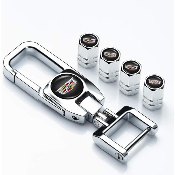 商品名Tire Valve Cap,Car Keychain Compatible with Cadillac,Escalade,CTS,SRX,BLS,ATS,STS,XTS,SXT Series Metal Car Wheel Styl...