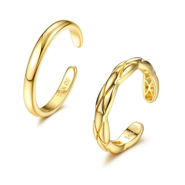 商品名: IRONBOX 14K ゴールドフィルド トーリング レディース シンプル オープンバンド トゥリング 調節可能なつま先リング, 銅, 銅 IRONBOX 14K Gold Filled Toe Rings for Women S...